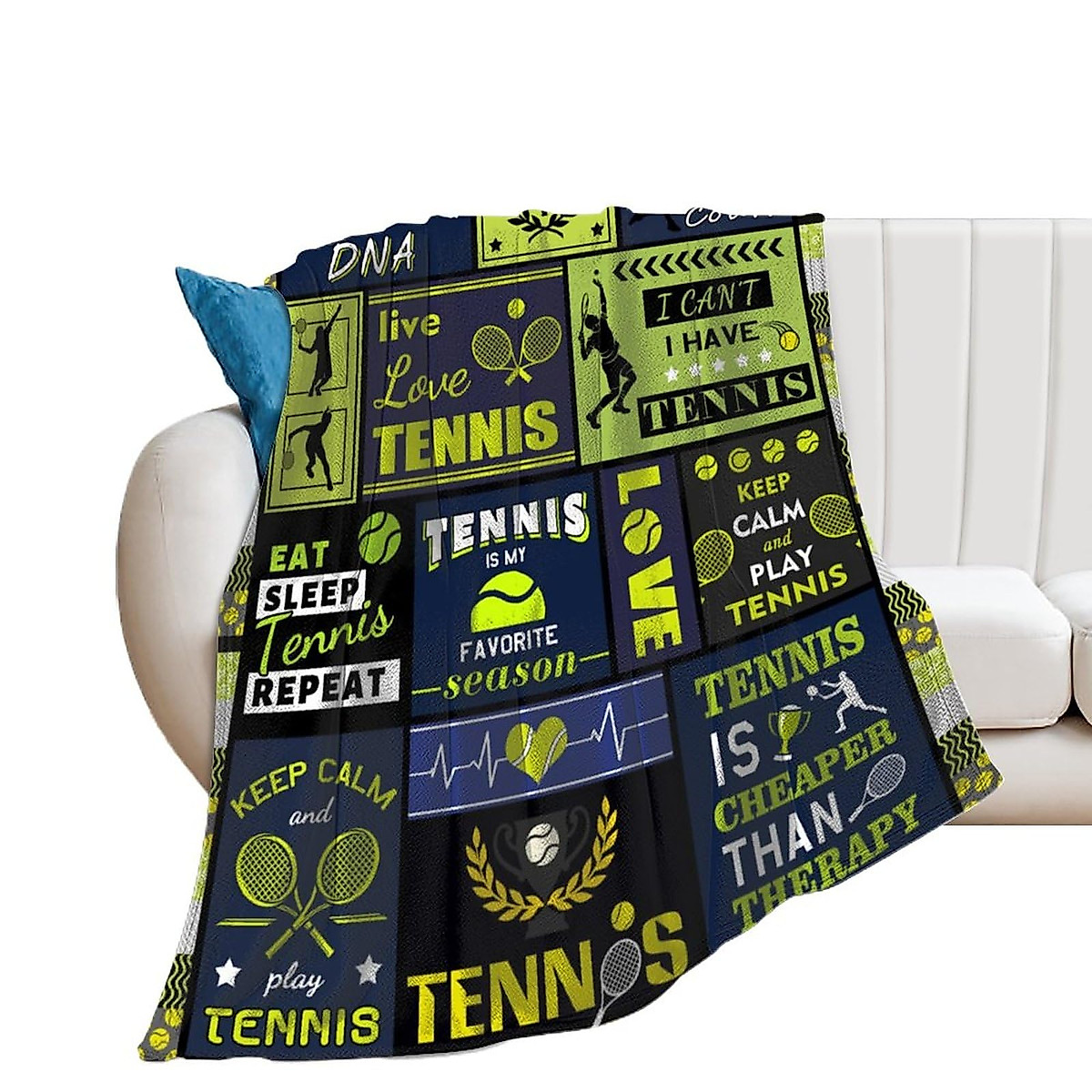 Jreergy Tennis Blanket Gifts for Tennis Player Warm Throw Blanket for Boys Girls Sport Lover Blanket for Sofa Camping Couch 40"x50"