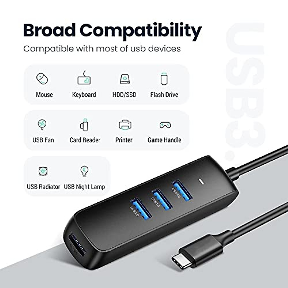 GPPZM USB HUB 3.0 Mini 4 Port USB 3.0 Splitter Micro USB Hub AdapterFour-in-one Docking Station Laptop