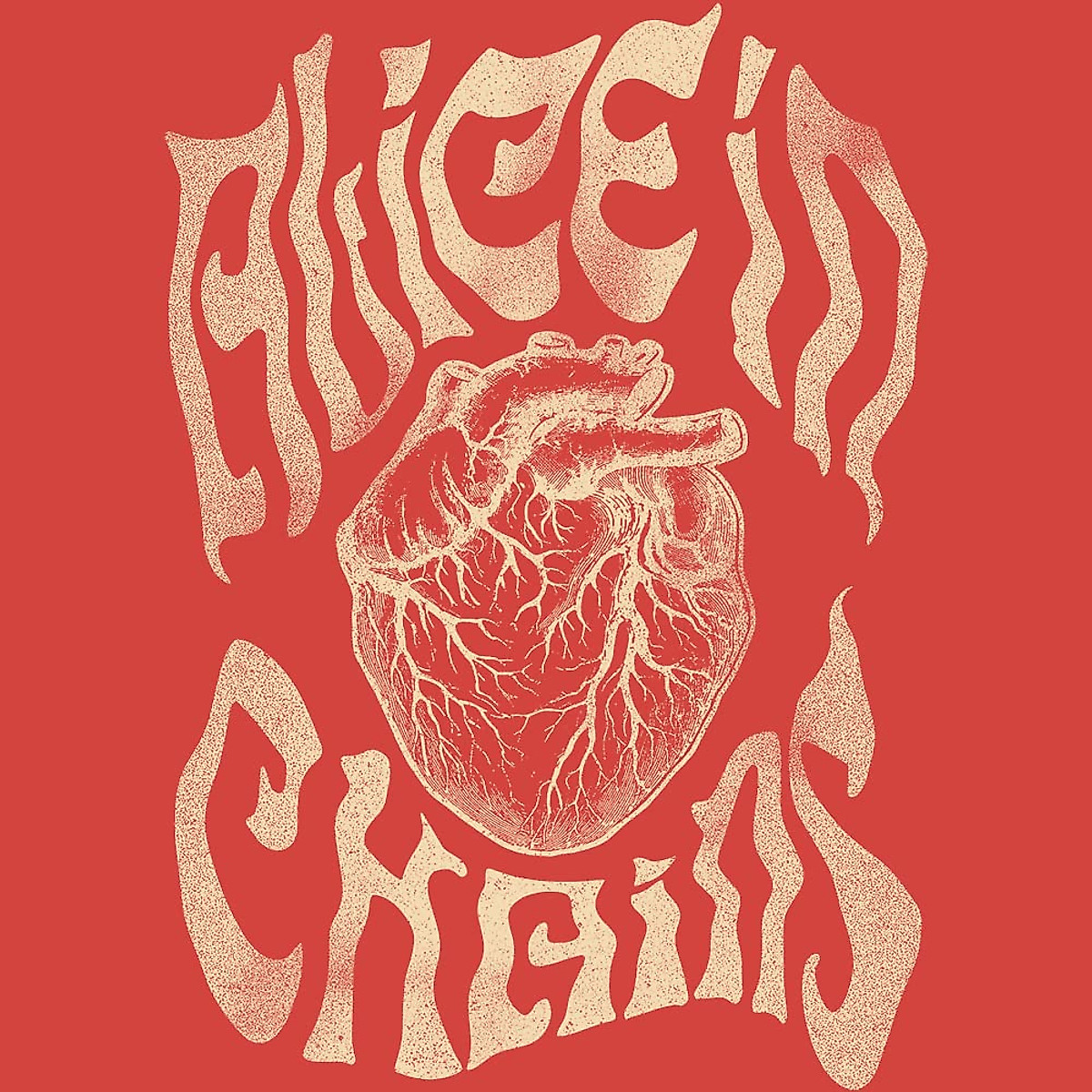 American Classics Alice in Chains T-Shirt - Heart Mens Short Sleeve 90s Music Vintage Style Graphic T-Shirt - Red Heather