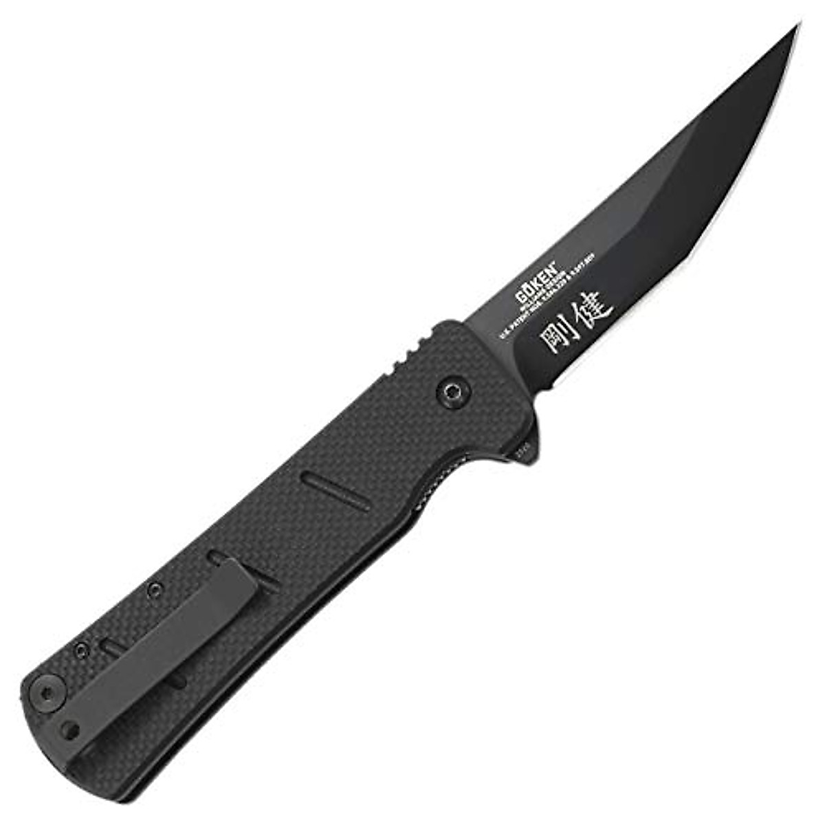 CRKT Goken Pocket Knife: EDC Folding Knife with Liner Lock, Field Strip Technology, Black EDP Osoraku Zukuri Modified Tanto Blade and G10 Handle 2920