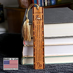 Capricorn Zodiac Astrological Sign Engraved Wood Bookmark - Made in The USA - Also Available Personalized