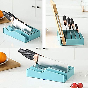 CUJUX 4 Slot Knife Rack Kitchen Drainer Chopping Cutting Board Holder Storage Organize K1MF（Without knife） (Color : A)