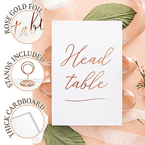 Rose Gold Table Numbers , 30 pc Wedding Table Numbers with Rose Gold Stands , Anniversary , Birthday , Bridal Shower Party , Baby Showers , Event