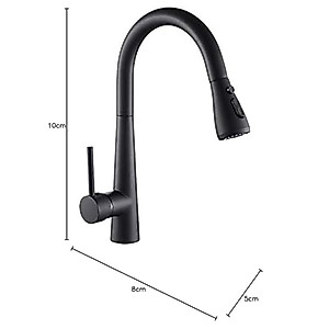 Kitchen Sink Faucet for Bar Farmhouse Commercial, Pull Out Kitchen Tap, Single Handle Kitchen Faucet Mixer, Single Hole 360 Rotate Copper Chrome/Black Swivel Sink Mixer Tap (Color : Black)