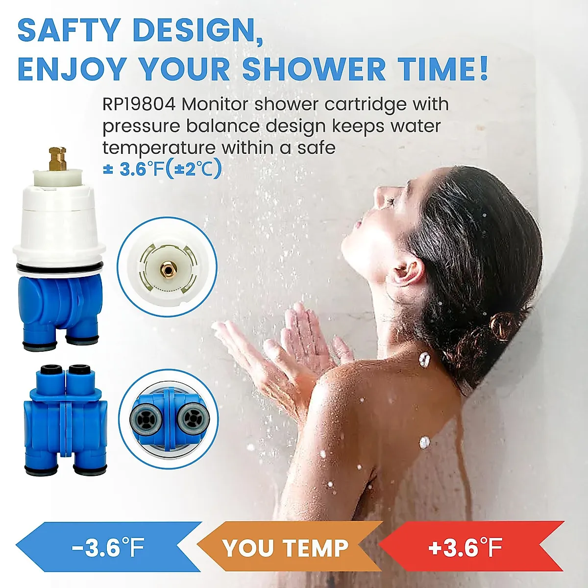 RP19804 Shower Cartridge Compatible with Delta Faucet 1300/1400 Series Tub and Shower Valves, RP19804 Cartridge Replacement Fits Select Monitor Valves 1993-2007 (1 PCS)