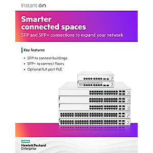 HPE Networking Instant On Switch Series 1930 48-Port Gb Smart-Managed Layer 2+ Ethernet Switch | 48x 1G | 4X SFP+ | US Cord (JL685A#ABA)
