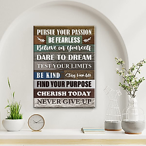 Inspirational Believe in Yourself Canvas Wall Art Poster Print, Positive Quotes Farmhouse Style Painting Ready to Hang Home Living Room Office Decor Gift (11.5" x 15")
