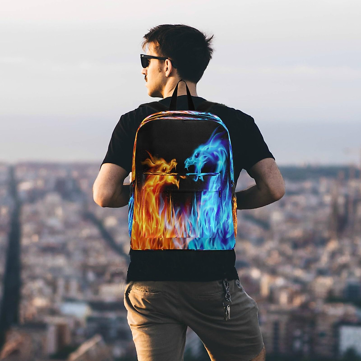 Cool Dragon Fire Backpack Travel Bag for Men Women, Lightweight Casual Daypack School Bag for Students Teens Girls Boys