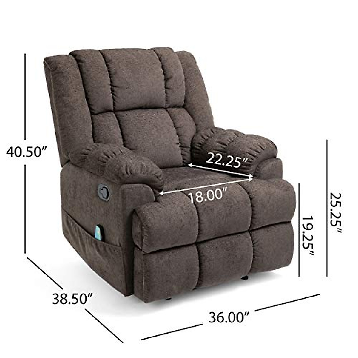 Christopher Knight Home Coosa Massage Recliner, Brown + Black