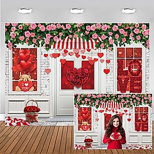 CHAIYA 8X6ft Mother's Day Backdrop Valentine's Day Store Flower Love Heart Background Wedding Bridal Shower Party Decor Banner Valentine's Day Party Decoration CY-256