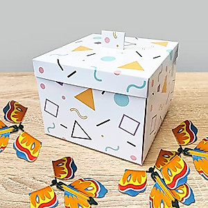 FETTIPOP DIY Butterfly Explosion Gift Box (white-yellow) 7.1x5.5x4.3 inches, Surprise Flying Butterfly Box for Birthday, Party, Father’s and Mother’s Day, Graduations, Anniversaries, Holidays, Any Occasion