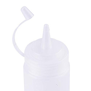 Bekith 8 oz Plastic Squeeze Condiment Bottle, 12 Pack Multipurpose Squirt Bottles with Twist On Cap Lids and Discrete Measurements for Sauce, Ketchup, BBQ, Dressing, Paint, Workshop, Pancake Art Dispenser