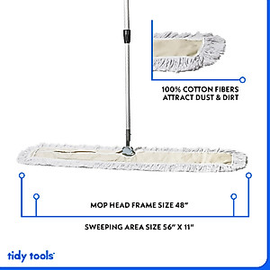 48 Inch White Dust Mop with Metal Handle and 48 Inch Dust Mop Refill Bundle - 1 Mop Sets and 4 Refills
