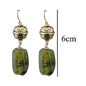 Coiris 4 Pairs Earring Set for Women Olive Green Fringe Dangle Pendant Earrings/Hoop Beaded Earrings (ES1007)