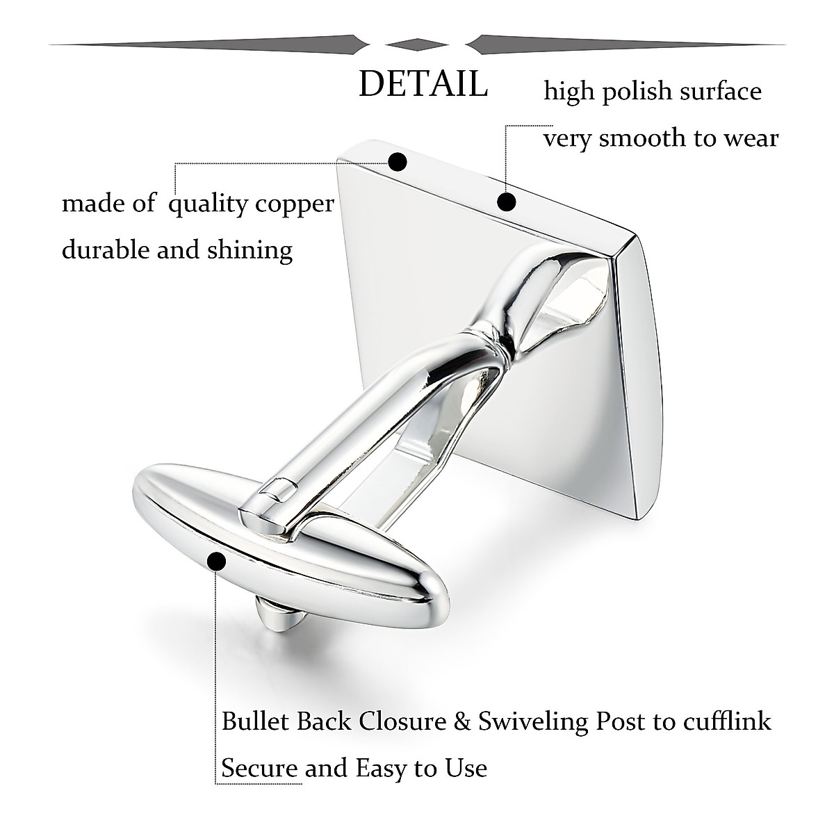 ORAZIO 4 Pairs Cufflinks for Men Cufflinks Set for Groomsman Tuxedo Wedding Silver Tone