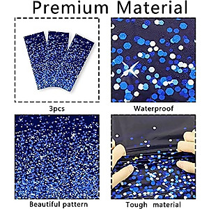 3pcs Blue and Silver Tablecloth for Rectangle Tables Sequin Dot Confetti Table Cover Sparkly Disposable Tablecloths Birthday Decorations Wedding Anniversary Indoor Outdoor Holiday Decor(Plastic)