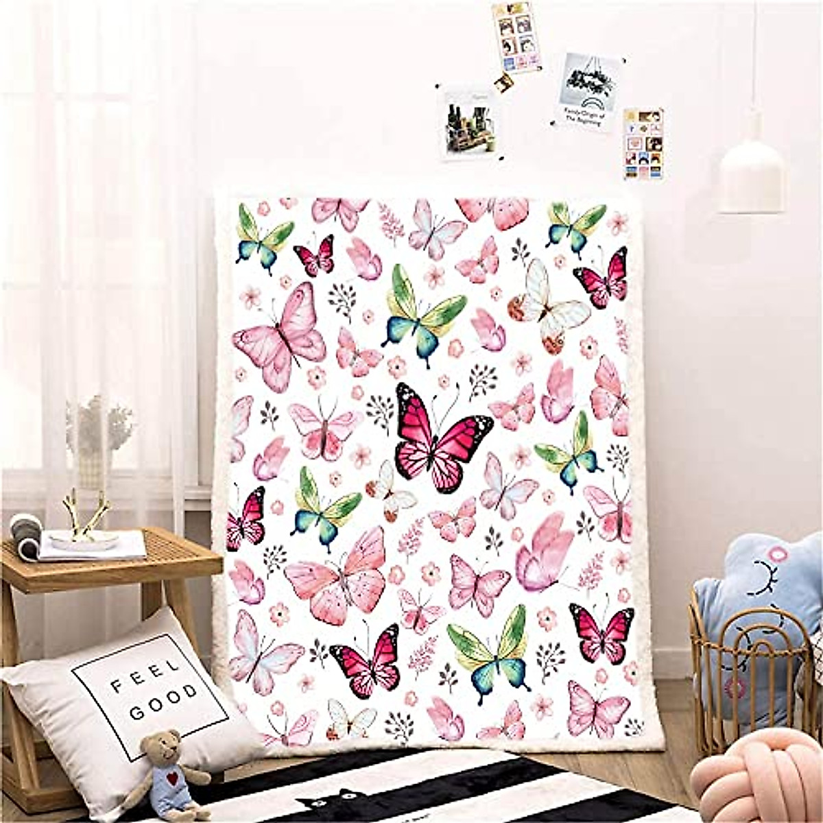 CYREKUD Butterfly Blanket,Butterfly Gifts for Women Birthday Throw Blanket,Butterfly Gifts for Girls Blanket,Pink Butterfly Blanket for Butterfly Lovers,Sofa Couch Beds Christmas Decor 50x60 Inches