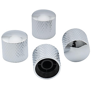Musiclily Metric 6mm Metal Guitar Dome Knobs Volume Tone Control Knobs for Fender Telecaster Electric Guitar Precision P-Bass,Chrome (4 Pieces)