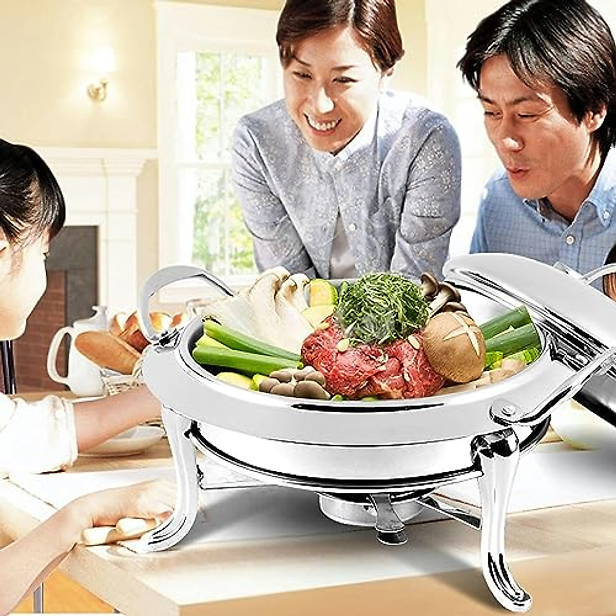 FLTRGO Chafing Dishe Food Warmers, Stainless Steel Buffet Server Trays W/Food Pan, Pot Lid, Solid Stand and Fuel Holder, for Parties, Weddings and Events