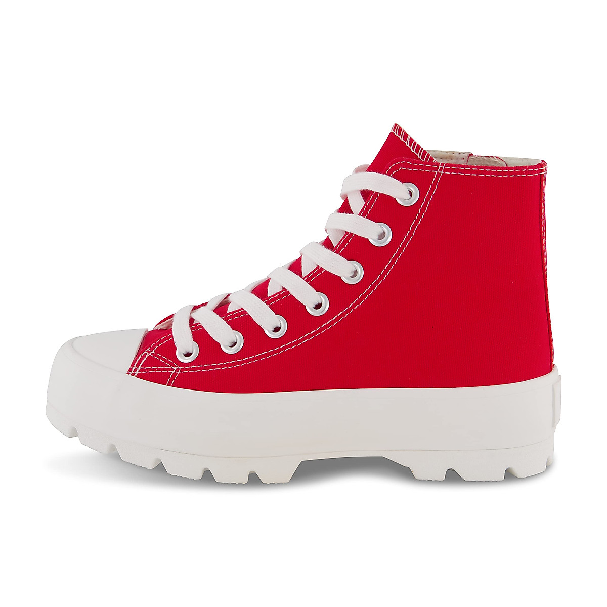 CUSHIONAIRE Women's Vespa high top Canvas Sneaker +Memory Foam and Side Zipper, Red 10 W