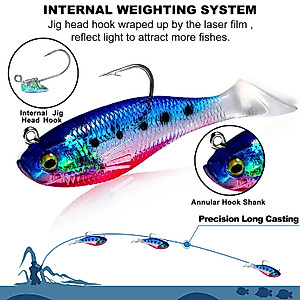 PLUSINNO Fishing Lures, Trout Pike Walleye Bass Fishing Jig Heads, Pre-Rigged Soft Swimbaits with Ultra-Sharp Hooks, Bass Lures with Paddle Tail, Fishing Bait for Saltwater & Freshwater…