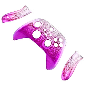 eXtremeRate Side Rails Grips Shell for Xbox Core Wireless Controller, Ice Flake Magenta Replacement Part Front Housing Cover Handles Faceplate for Xbox Series X & S Controller [Controller Excluded]