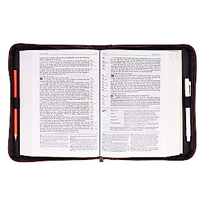 Christian Art Gifts Men's Classic Bible Cover Names of God Exodus 34:6, Brown Faux Leather, Large