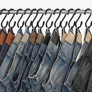 BCISIWOS 10 Pack S Hooks, S Hooks for Hanging, 3.5 Inch Non Slip Heavy Duty S Hooks, Small Steel Metal Black Closet S Hooks for Hanging Clothes, Jeans, Bags, Plants, Cups, Pot, Pan, Towels