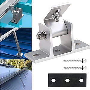 Copgge Adjustable Solar Panel Tilt Mount Bracket Solar Panel Roof Mount Stand RV Solar Panel Mounts Clamp Tilt Angle 10°-60° Individually Flat Roof Mount Holder for Solar Panel 400 W, 500 W (4)