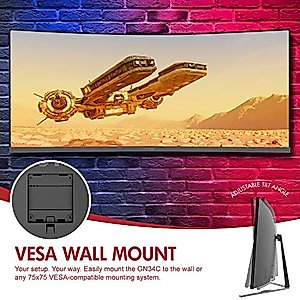 FPS/RTS Optimized VIOTEK GN34C 34" Curved Widescreen Gaming Monitor - 3440x1440p with 100Hz Refresh Rate