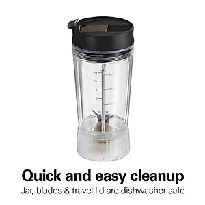 Personal Blender for Shakes and Smoothies with Leak-Proof Travel Lid, Stainless Steel Blades, 14 oz. Jar, black, 51190F