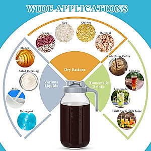 Enrimyee Cold Brew Coffee Maker, Mason Jar Pitcher, Heavy Duty Soda Lime Glass w/Stainless Steel Mesh Filter & Flip Cap Lid for Iced Coffee, Ice Lemonade, Fruit Drinks, Sun Tea - 64 oz