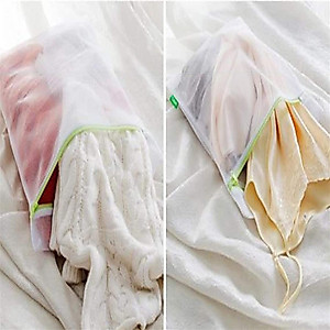 Mesh Laundry Bags for Washing Machine, White Zipped Net Underwear Washing Bag for Delicates Bra Lingerie Socks Tights Bags Shoes