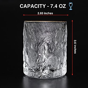 ANBFF Whiskey Glasses Set of 2, Rocks Glass, Vintage Drinking Glasses Cups, 7.4 oz Crystal Old Fashioned Tumblers with Premium Gift Box - for Bourbon, Scotch, Cocktails, Tequila, Cognac