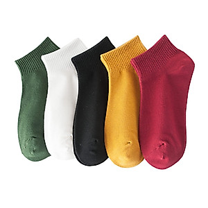 Joylife Solid Color Ankle Socks Colorful Low Cut Socks for Women, Lady, Girls, 5 Pack