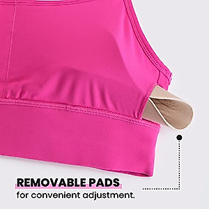 CRZ YOGA Butterluxe Womens Y-Back Racerback Sports Bra - Spaghetti Straps Wireless Scoop Neck Athletic Padded Yoga Bra Hibiscus Purple Medium