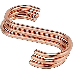 LiuliuBull Set of 6 Copper S Hooks for Hanging Pots and Pans,Made from Authentic Heavy Duty Soild Copper,Beautiful and Long Lasting