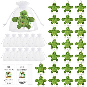 Honoson 24 Set Stuffed Turtle Employee Appreciation Gifts Students Teacher Nurse Inspirational Gift Thank You Gift Mini Plush Sea Turtle Animal Pun Thank You Note Cards for Coworkers Pocket Favors