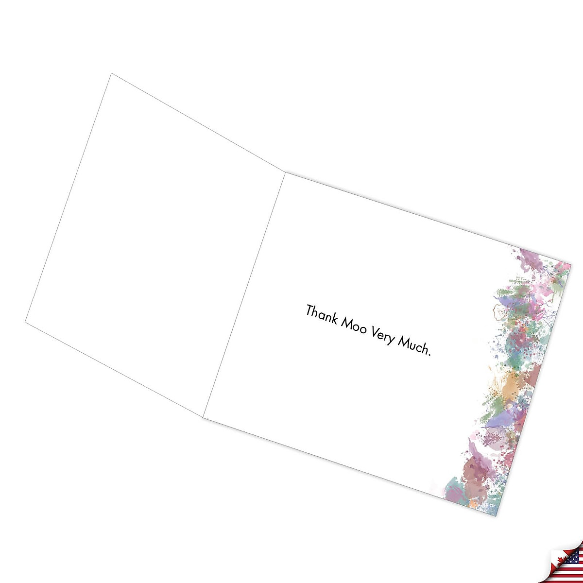 The Best Card Company - 1 Large Thank You Card (8.5 x 11 Inch) - Animal Stationery Greeting, Cute Kids Gratitude Card - Funky Rainbow Wildlife Cow JQ4948ETYG
