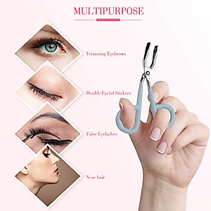 Maitys 6 Pcs Stainless Steel Eyebrow Scissors Tweezers Handle Shaped Tweezers Clip, Flat Straight Tip Brow Hair Plucker Remover Facial Hair Eyebrows Care Men Women, 3 Colors