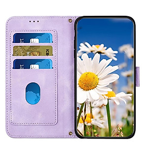 Rnrieyta Miagon Flip Case for Samsung Galaxy S23 Ultra,Lovely Flower PU Leather Wallet Phone Folio Case Magnetic Protective Cover with Stand Function Card Slots,Purple