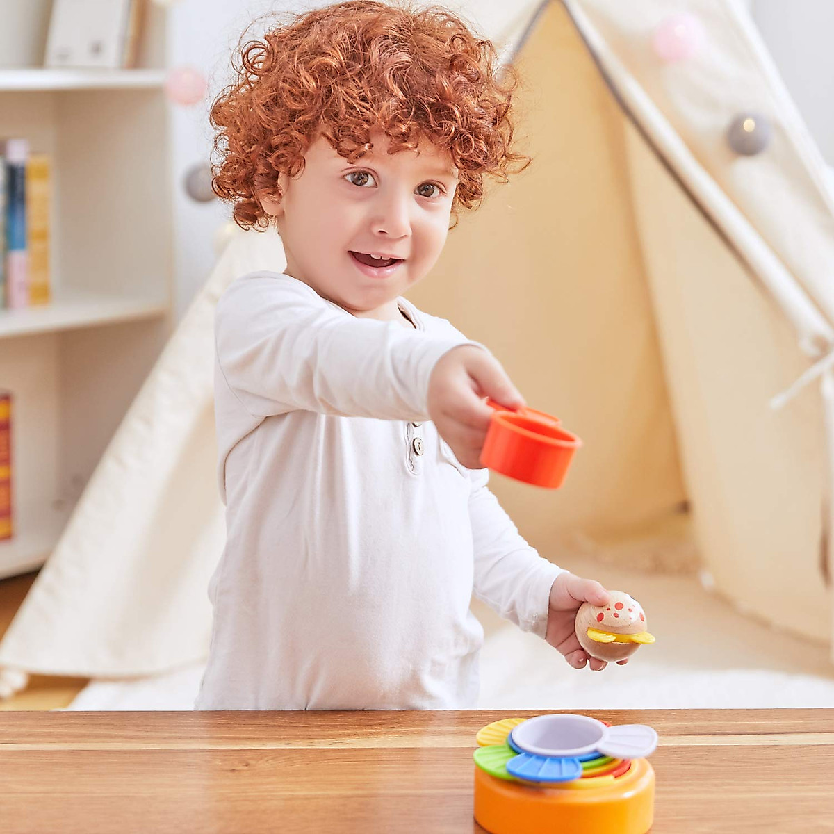 TOP BRIGHT Stacking Cups Baby Bath Toys, Nesting and Stacking Cup Baby Montessori Toys, Colorful Stacking Toys for 1 Year Old Toddler Gifts