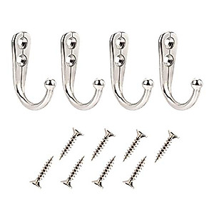 eBoot 20 Pieces Wall Mounted Hook Robe Hooks Single Coat Hanger and 50 Pieces Screws (Silver)