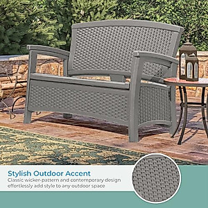 Suncast Elements Outdoor Resin Loveseat with 23-Gal. Storage Area, Modern Storage Sofa for Patios, 47" W x 29.75" D x 35.5" H, Gray