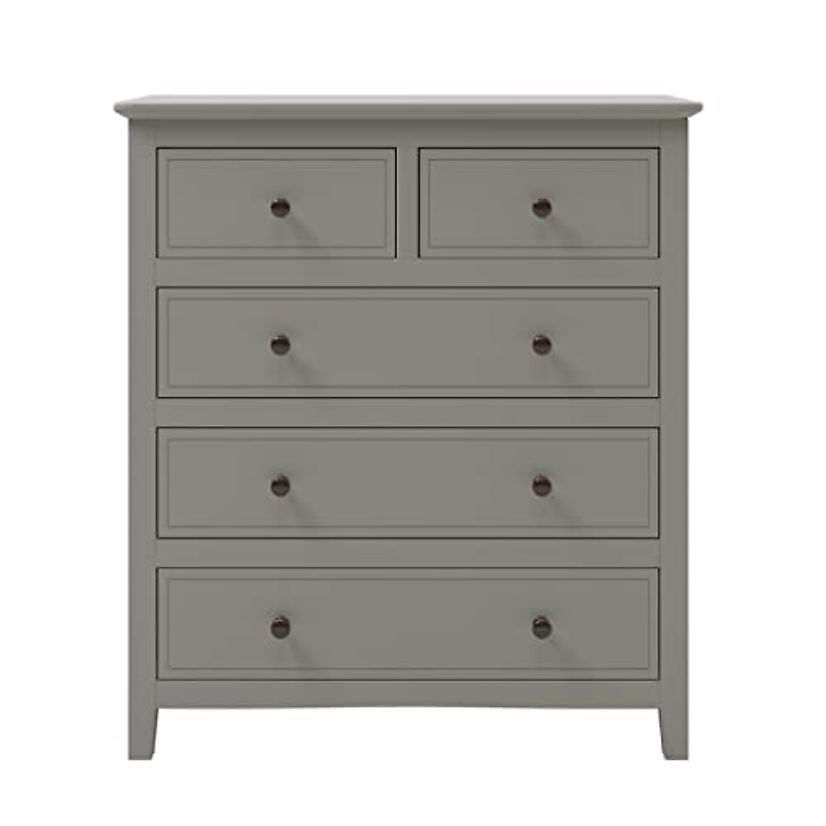 Harper & Bright Designs Modern 5 Drawers Dresser for Bedroom, Solid Wood Chest of Drawers with Nickel Hooded Pulls, Storage Cabinet with Tapered Wood Legs for Living Room Hallway Entryway,Gray