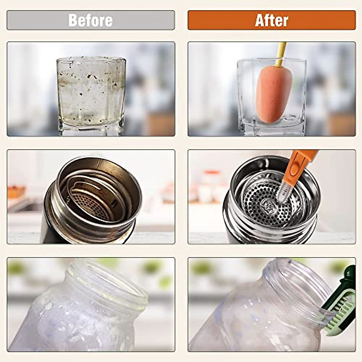 3 in 1 Multifunctional Long Handle Cleaning Cup Brush, 2023 New Bottle Cap Detail Brush Bottle Gap Cleaner Brush for Kitchen Water Bottle Cover Feeding Nozzle Glass Cup (2 Color Set)