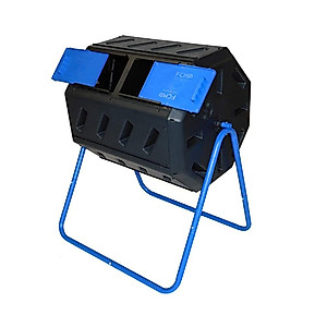 FCMP Outdoor IM4000-DD Dual Chamber Tumbling Composter with Double Doors (Blue) Canadian-Made, 100% Recycled Resin