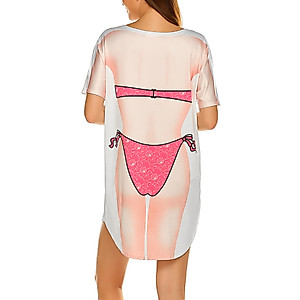 Ekouaer Bikini T Shirt Miss America Bikini Body Cover-Up T-Shirt for Women L