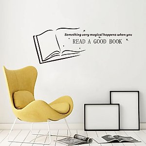 Art Vinyl Sticker for Kids Room Wall Decal Read A Good Book Inspirational Quotes Vinyl Wall Stickers Home School Library Decoration Wall Art Decals AY1862 (Black, 42X114CM)