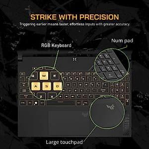 Asus TUF F15 15.6inches FHD Gaming Laptop, Intel Core i7-12700H, NVIDIA GeForce RTX 4070, 64GB RAM, 2TB SSD, RGB Keyboard, Numpad, Smart AMP Audio, Wi-Fi 6, Gray, Win 11 Pro, 32GB USB Card